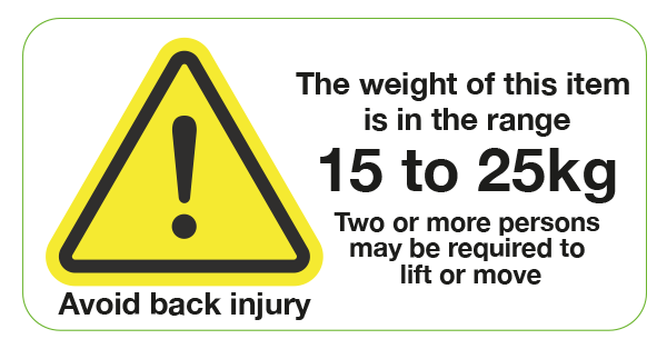 Weight Range 15 to 25 kg Labels