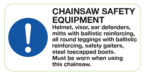 Chainsaw Safety Equipment Labels